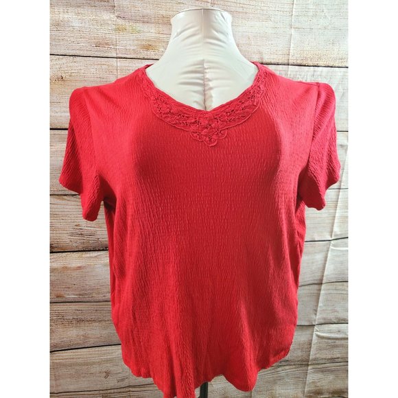 White Stag | Tops | White Stag Red Crinkle Crepe Top 4x | Poshmark